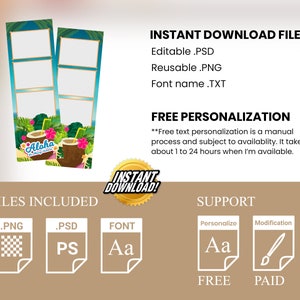 Beach Luau Photobooth Template, Hawaiian Luau Party, Aloha Party, Photo ...