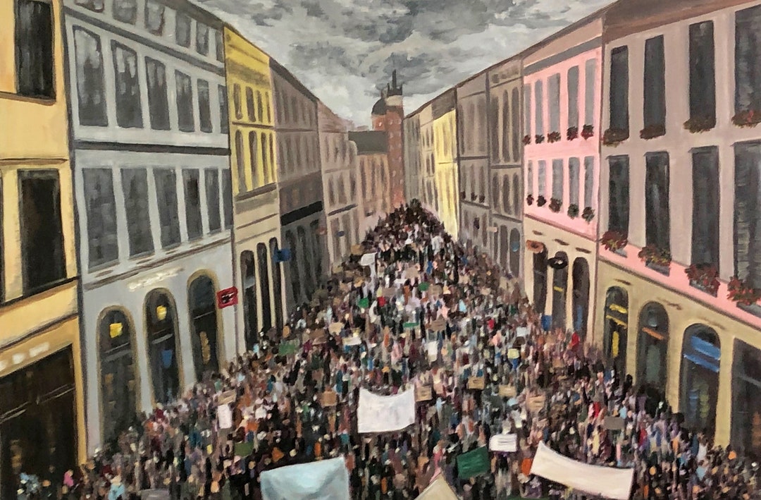 Climate Change Rally, Original Painting, Acrylic, 24 X 36 Inches - Etsy