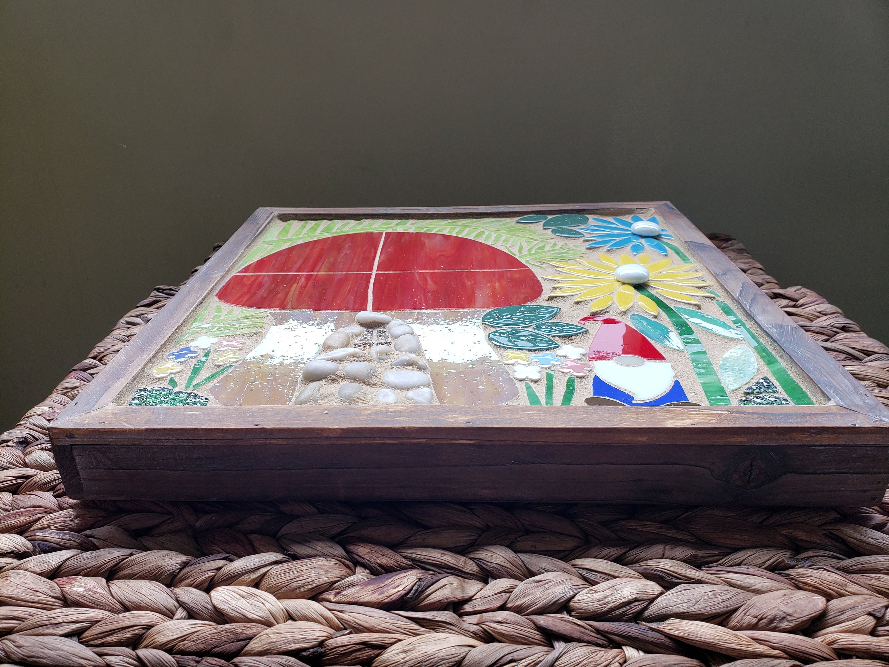 Gnome Decor, Wall Hanging, Gnome Mosaic, Mosaic Wall Art, Mixed Media ...