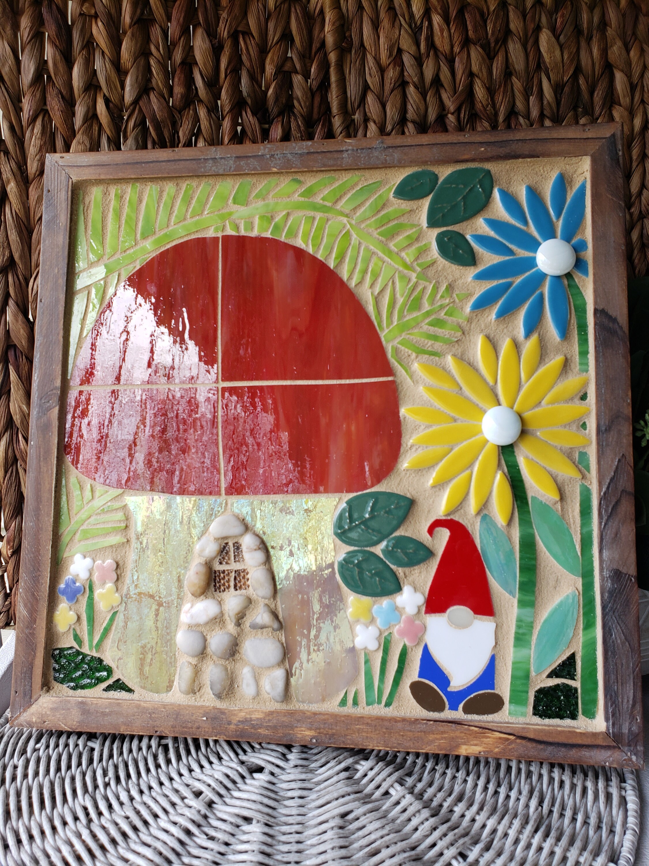 Gnome Decor, Wall Hanging, Gnome Mosaic, Mosaic Wall Art, Mixed Media ...