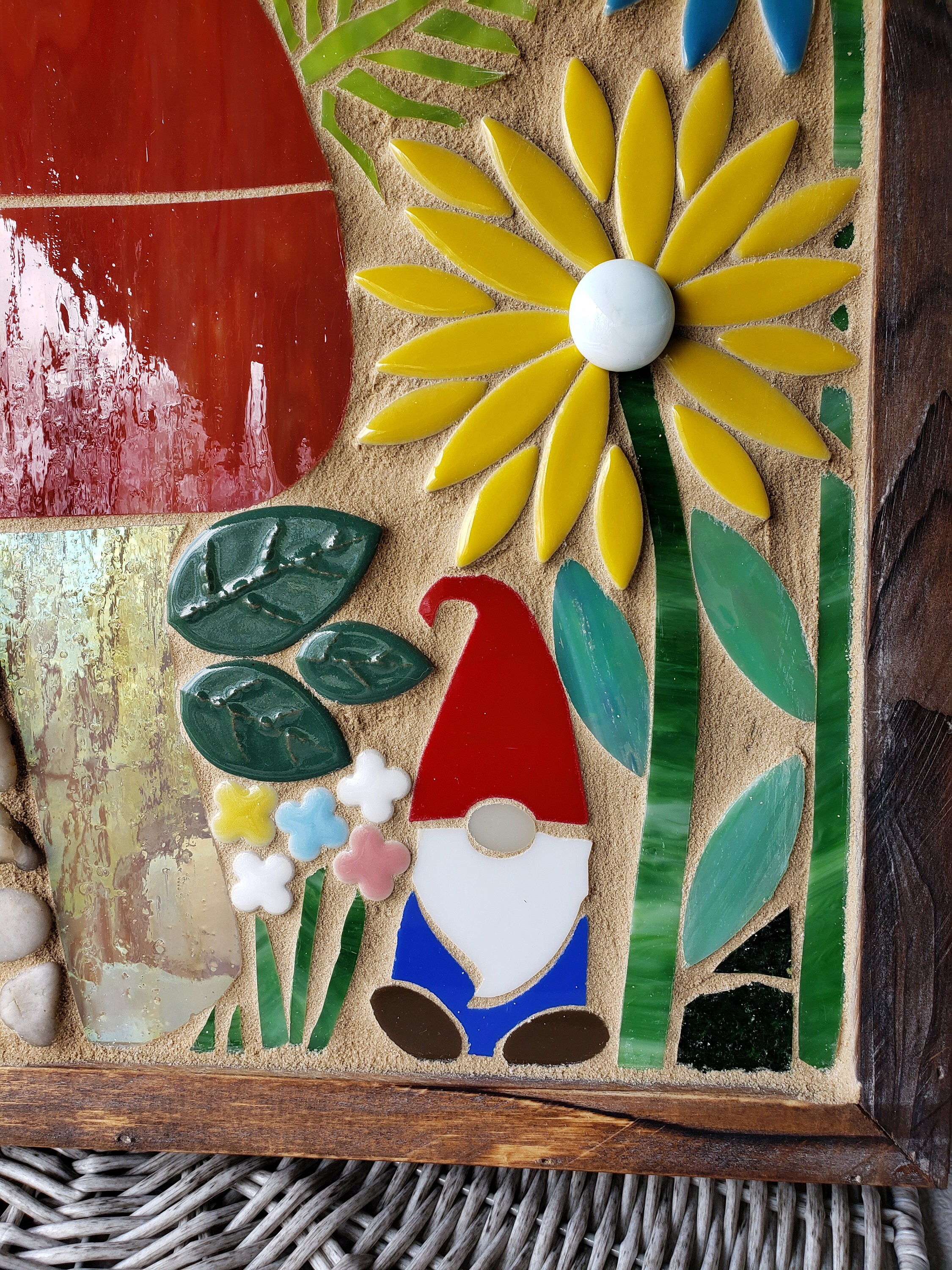 Gnome Decor, Wall Hanging, Gnome Mosaic, Mosaic Wall Art, Mixed Media ...