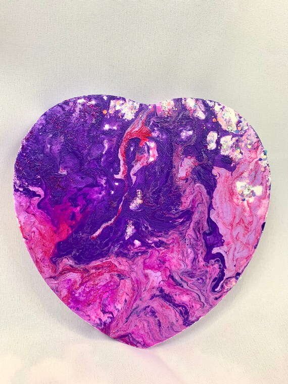 Purple Heart Acrylic Paint Pour | Etsy