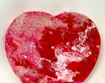 Heart Acrylic Painting on Canvas Red Original Heart Sculpture ...