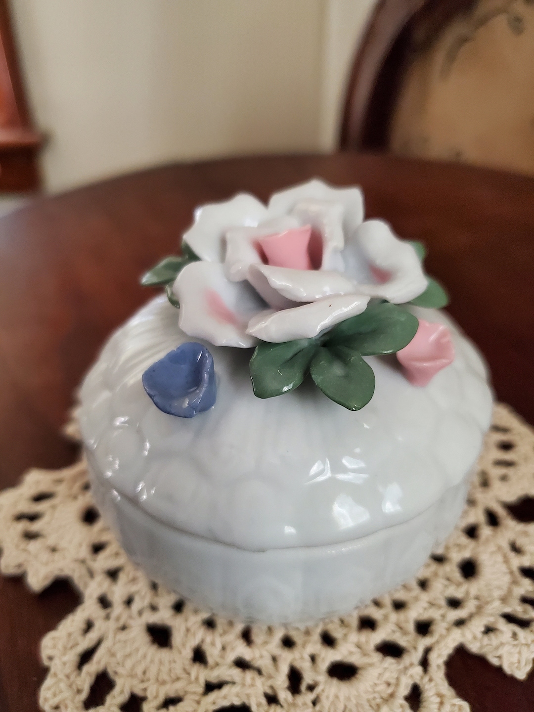 Vintage China Rose Trinket Box - Etsy
