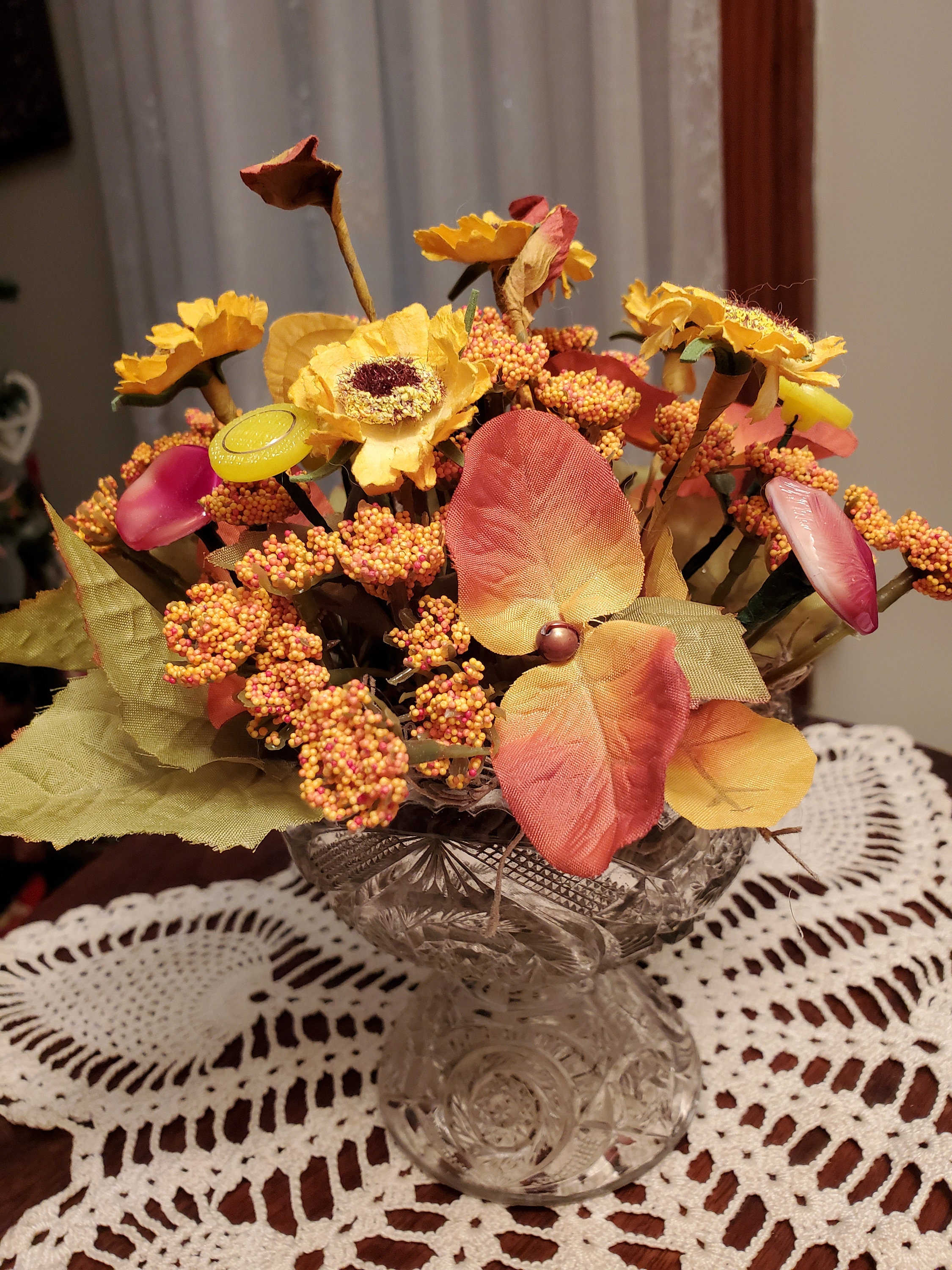 Pressed Glass Compote Arrangement - Etsy UK