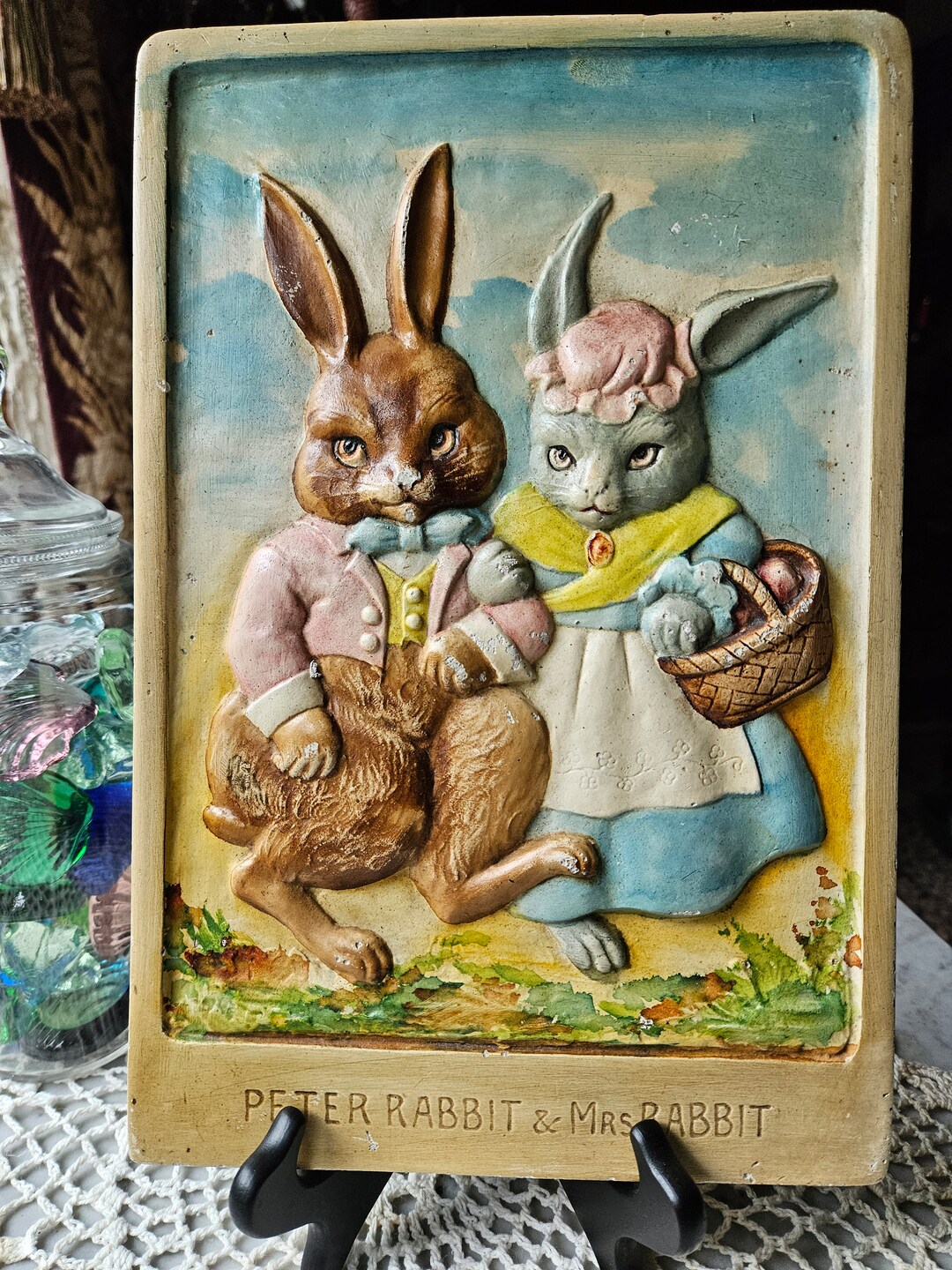 Rare Mr and Mrs Peter Rabbit Chalkware Plaque Easter Spring Decor - Etsy