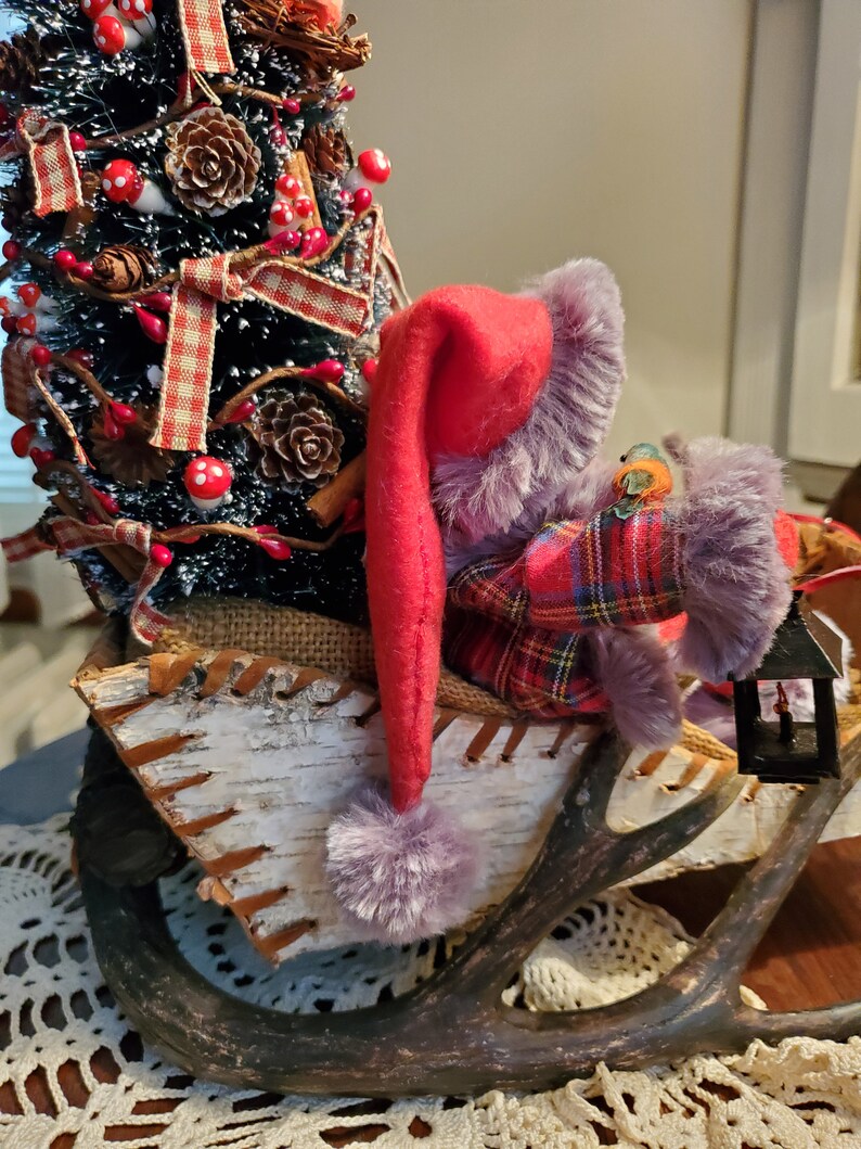 Vintage Elf in Rustic Sleigh With Christmas Tree - Etsy