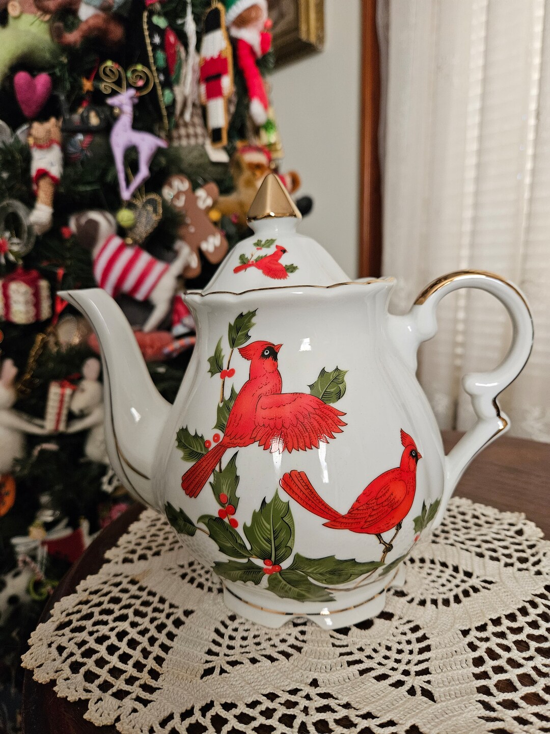 Lefton China Cardinal Teapot - Etsy