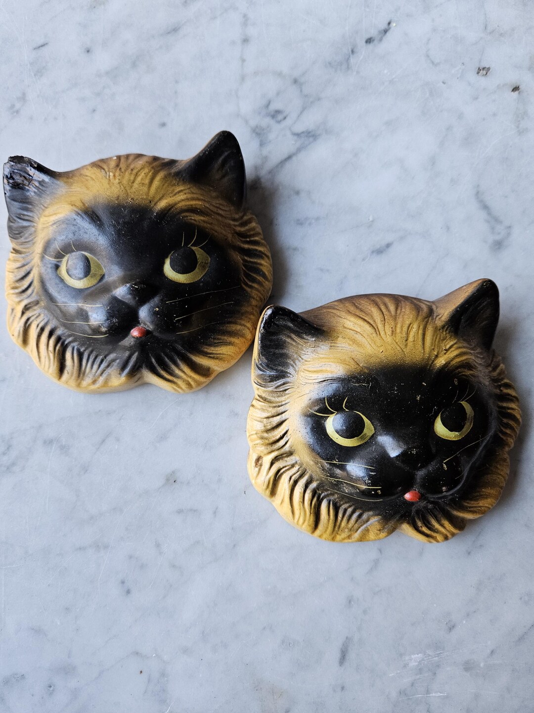 Pair of Miller Studio Chalkware Cats Wall Hangings - Etsy