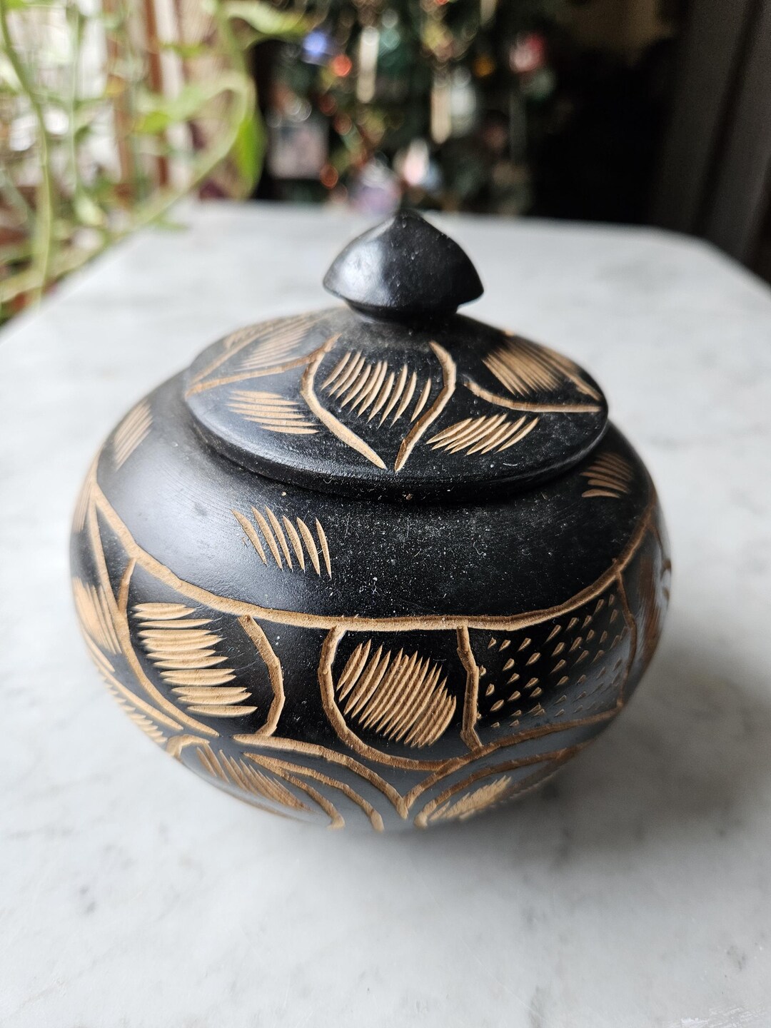 Hand Carved Wooden Trinket Box - Etsy
