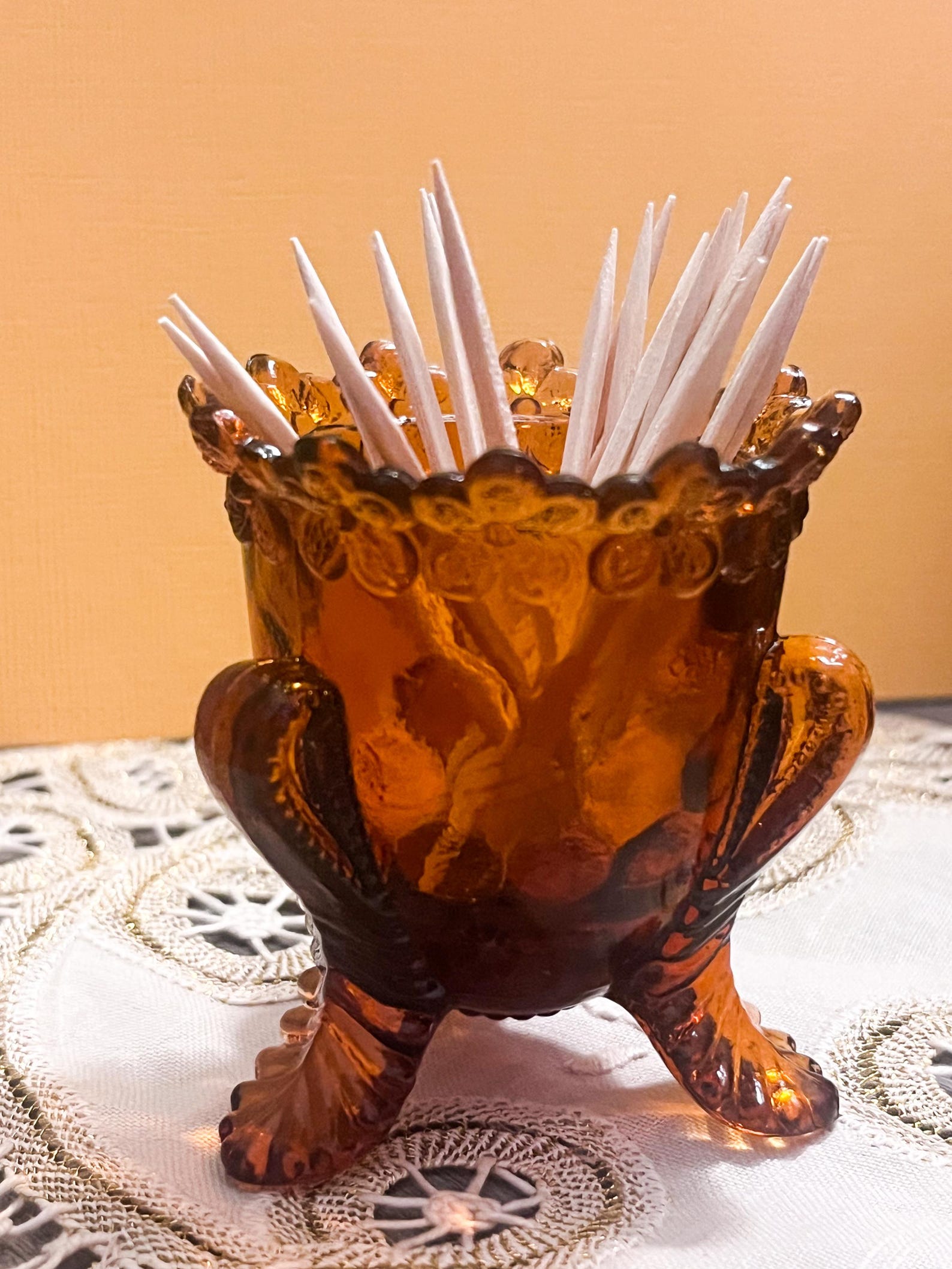 Vintage Degenhart "forget Me Not" Glass Toothpick Holder - Etsy