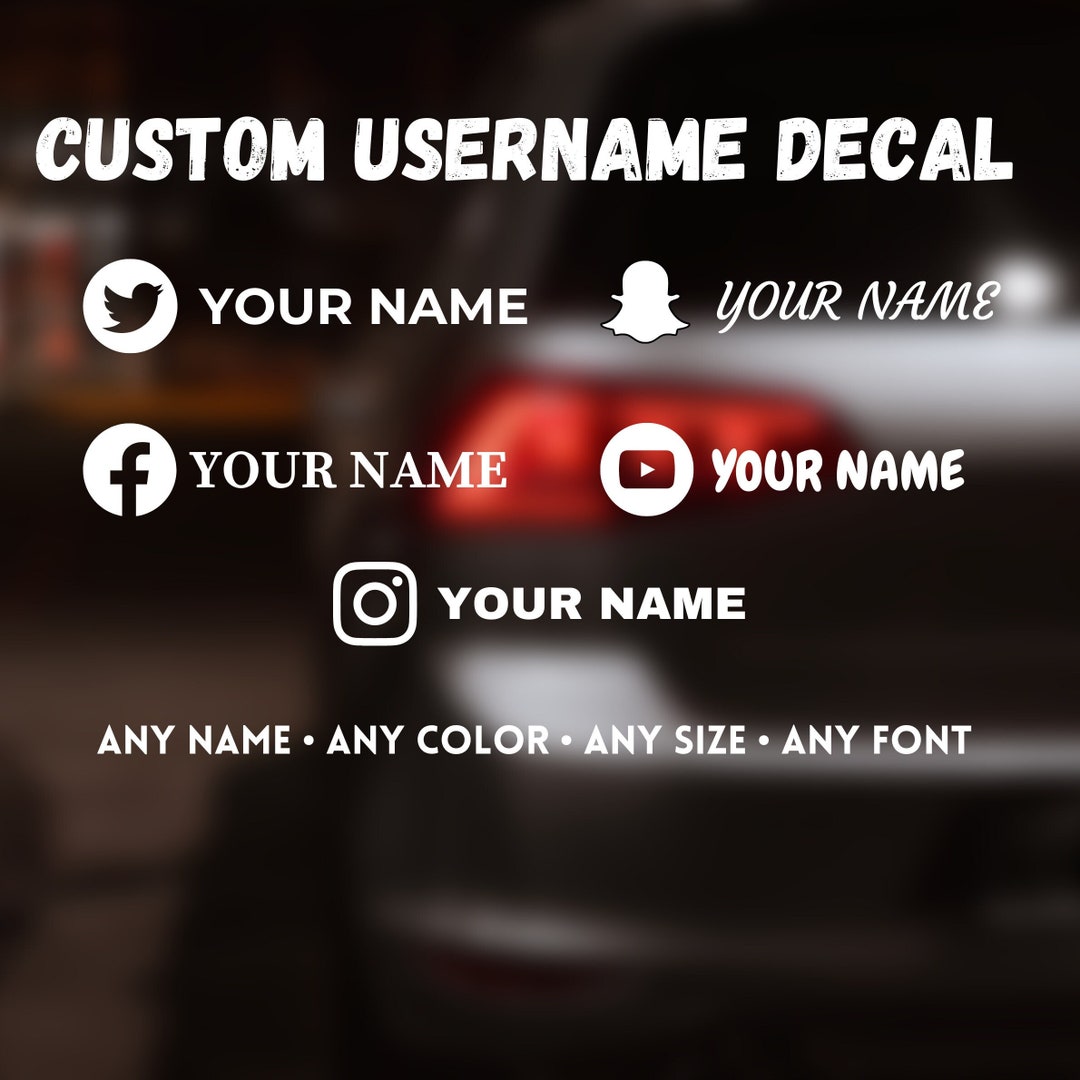 Custom Social Media Username Decal • Personalized Username Sticker ...