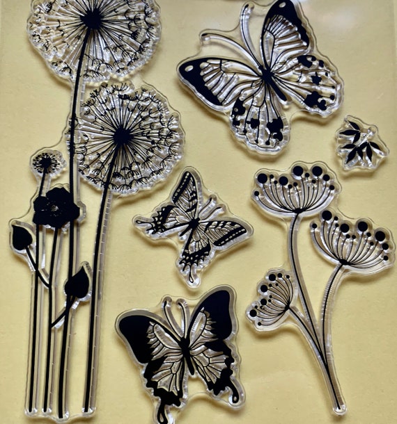 Butterfly Dandy Lion Clear Stamp / Silicone Stamp DIY / Card | Etsy