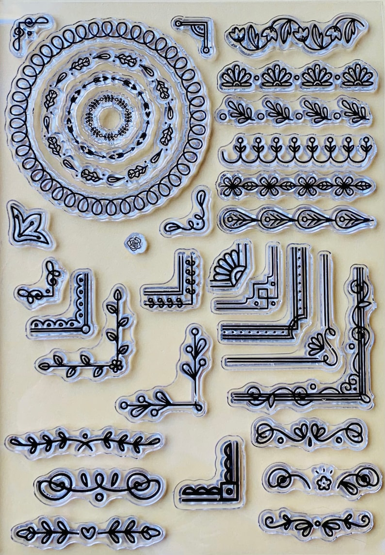Borders Corners Ornate Circles - Clear Silicone Stamps DIY, Embossing ...