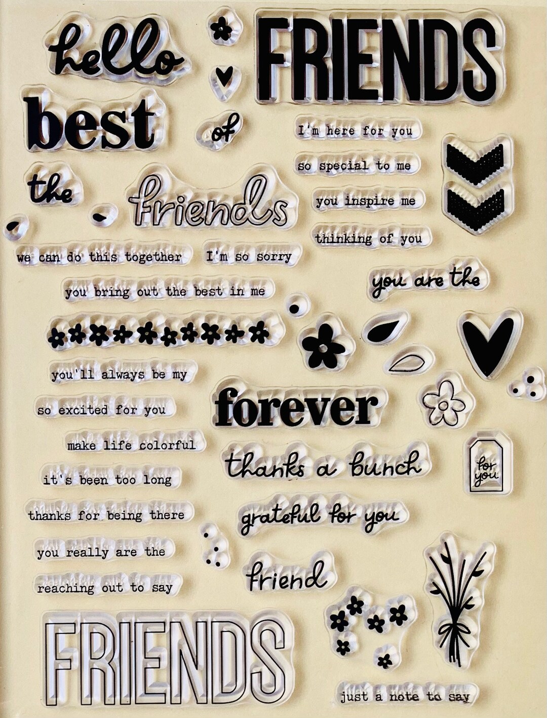 Hello Best Friends Forever Card Making Script Clear Silicone Stamps DIY ...