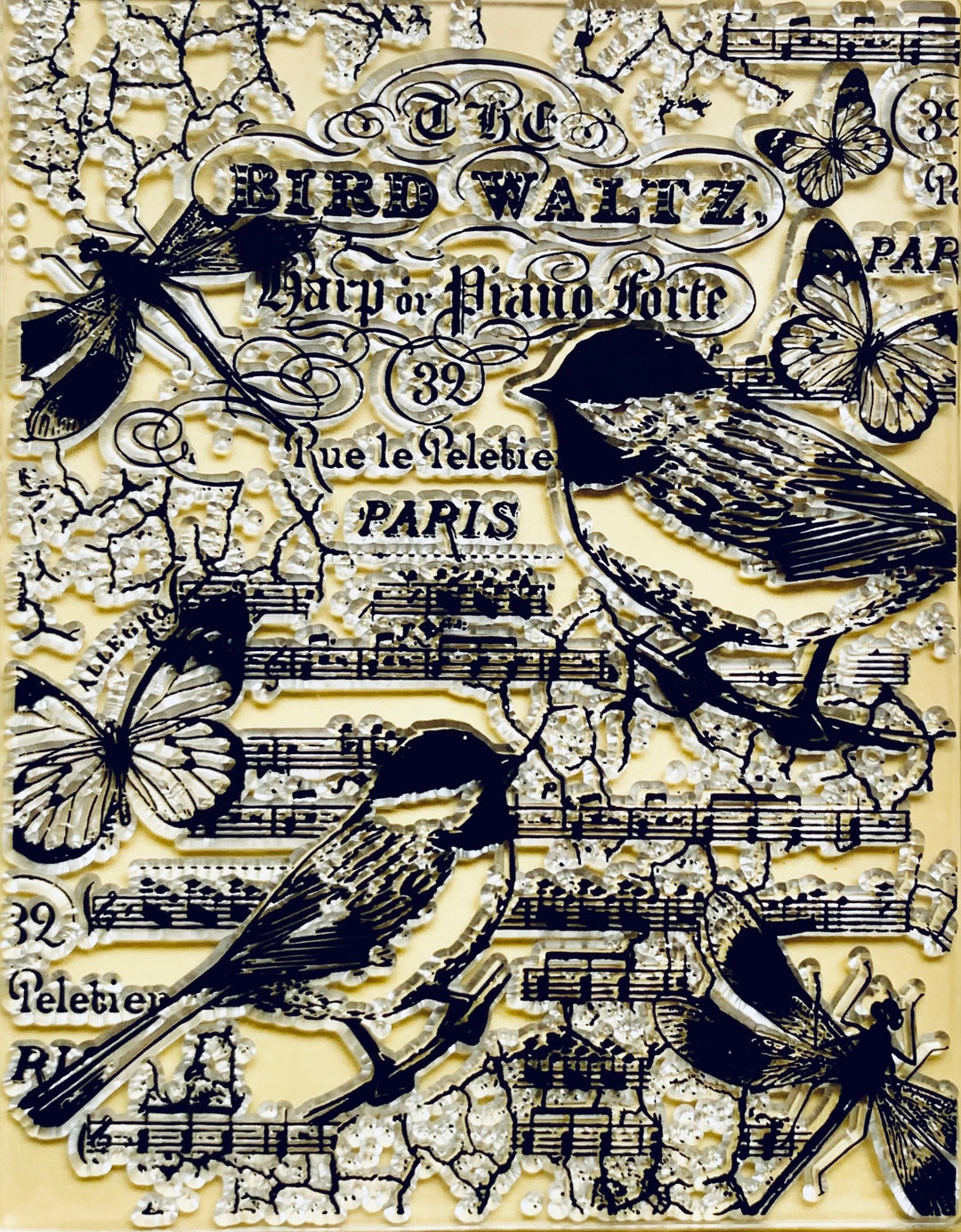 Bird Song Music Notes Paris Clear Silicone Stamps DIY Embossing Planner ...