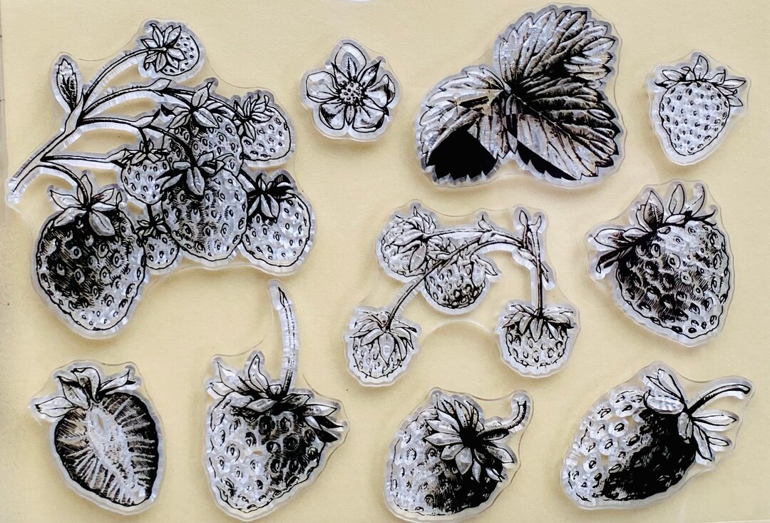 Strawberry Fruit Plant -clear Silicone Stamps DIY, Embossing, Planner ...