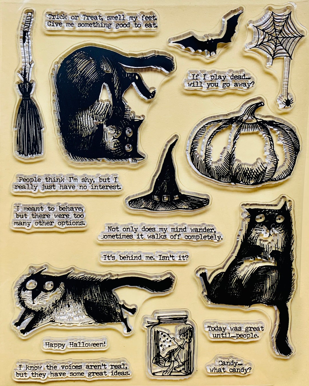 Halloween Pumpkin Witch Cat Spider Broom Bat Clear STAMP Planner ...