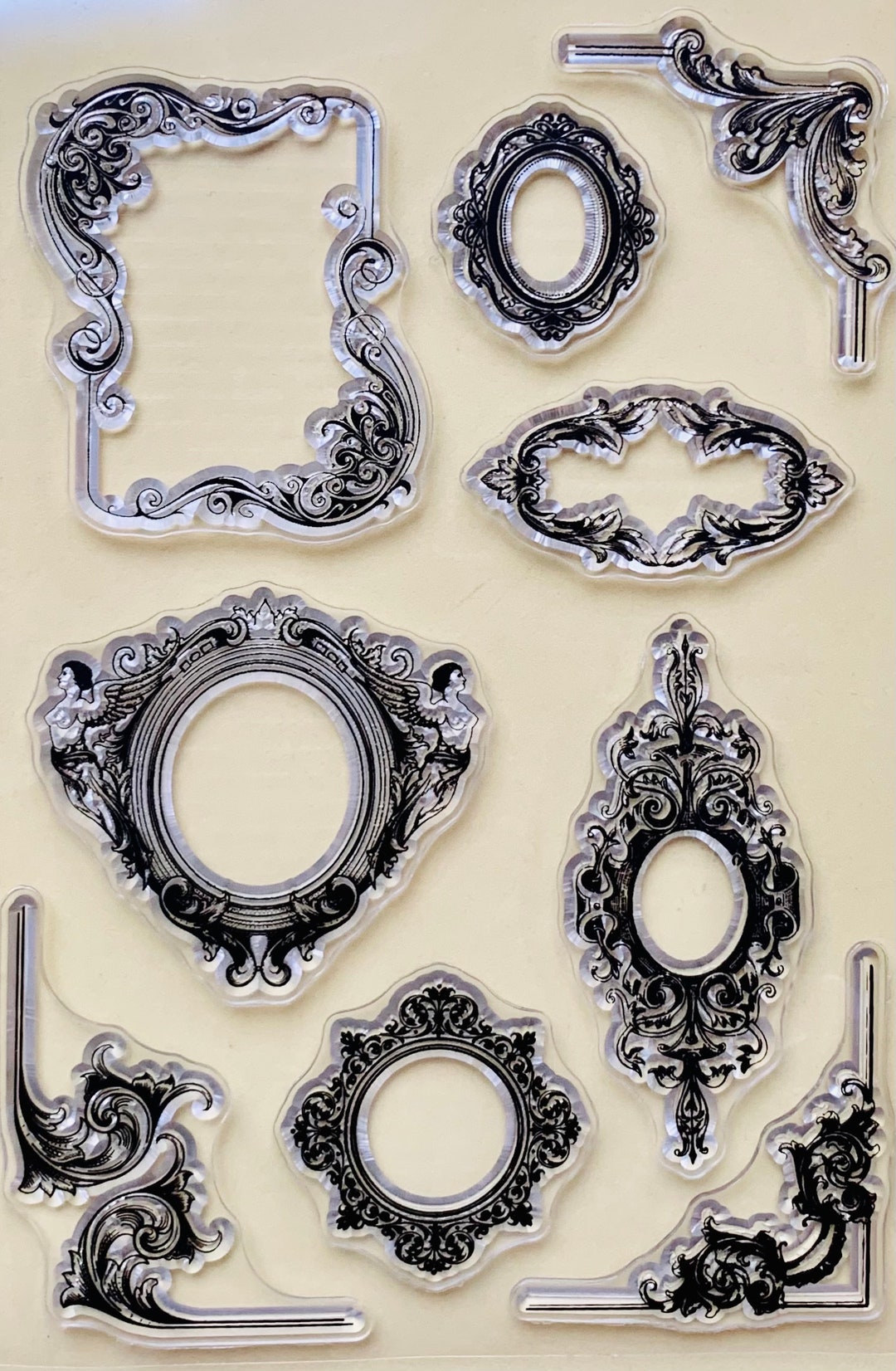 Borders Corners Labels Ornate - Clear Silicone Stamps DIY Embossing ...