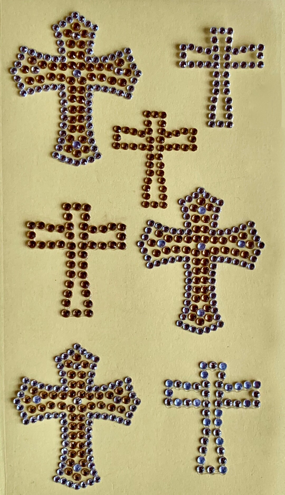 7 Gold Silver Gem Cross Religion Stickers Self Adhesive Letter Decorate ...