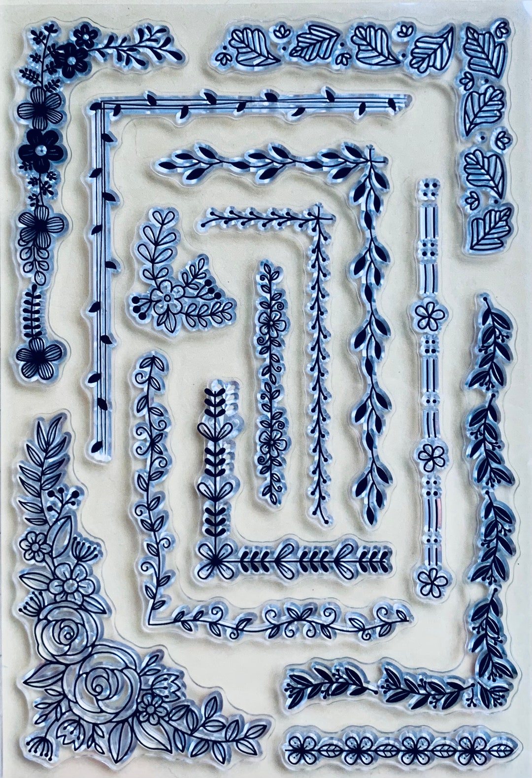 Borders Corners Ornate Circles Clear Silicone Stamps DIY Embossing ...