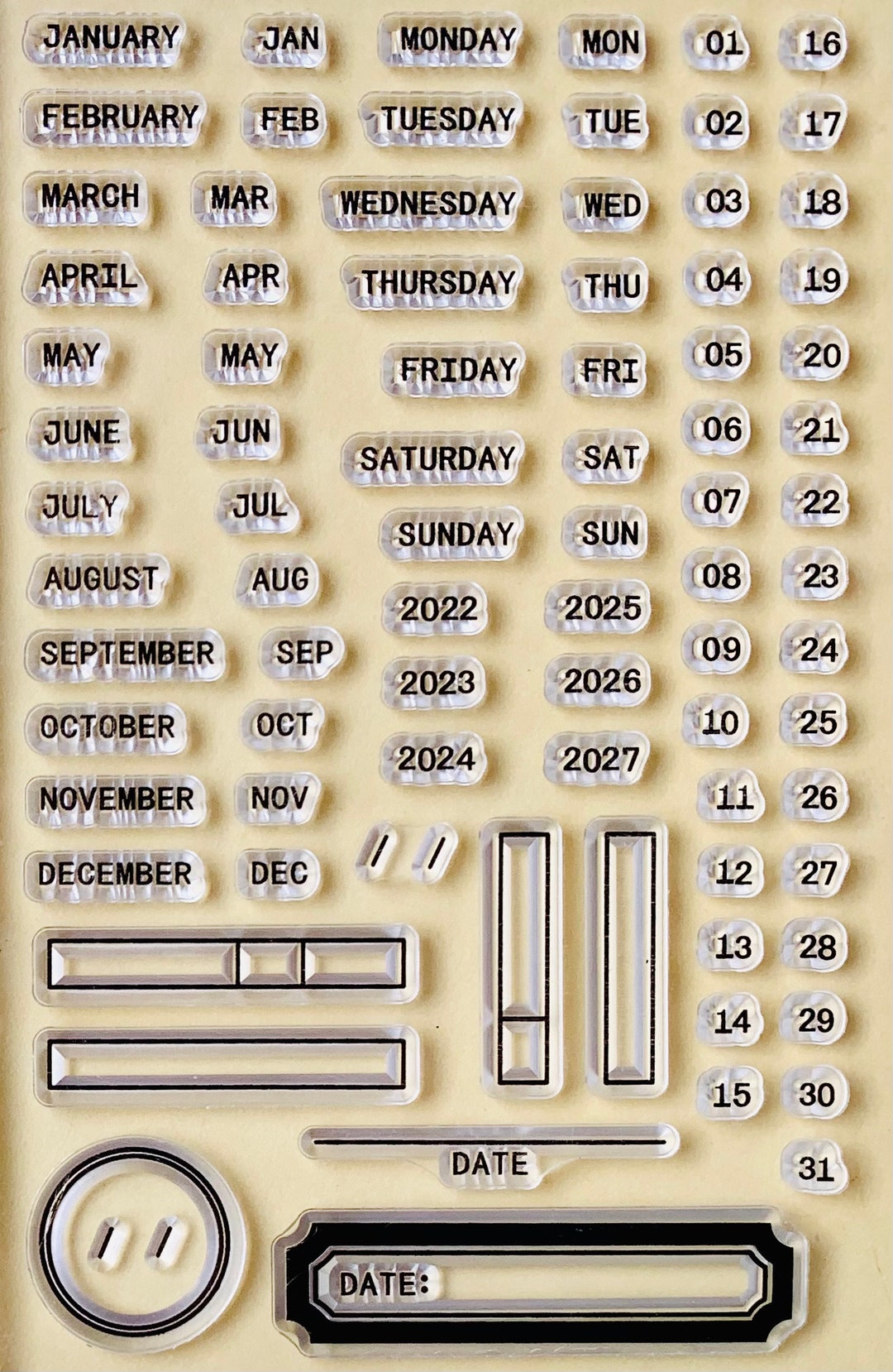 Calendar Week Month Day Clear Silicone Stamps DIY Embossing Planner ...