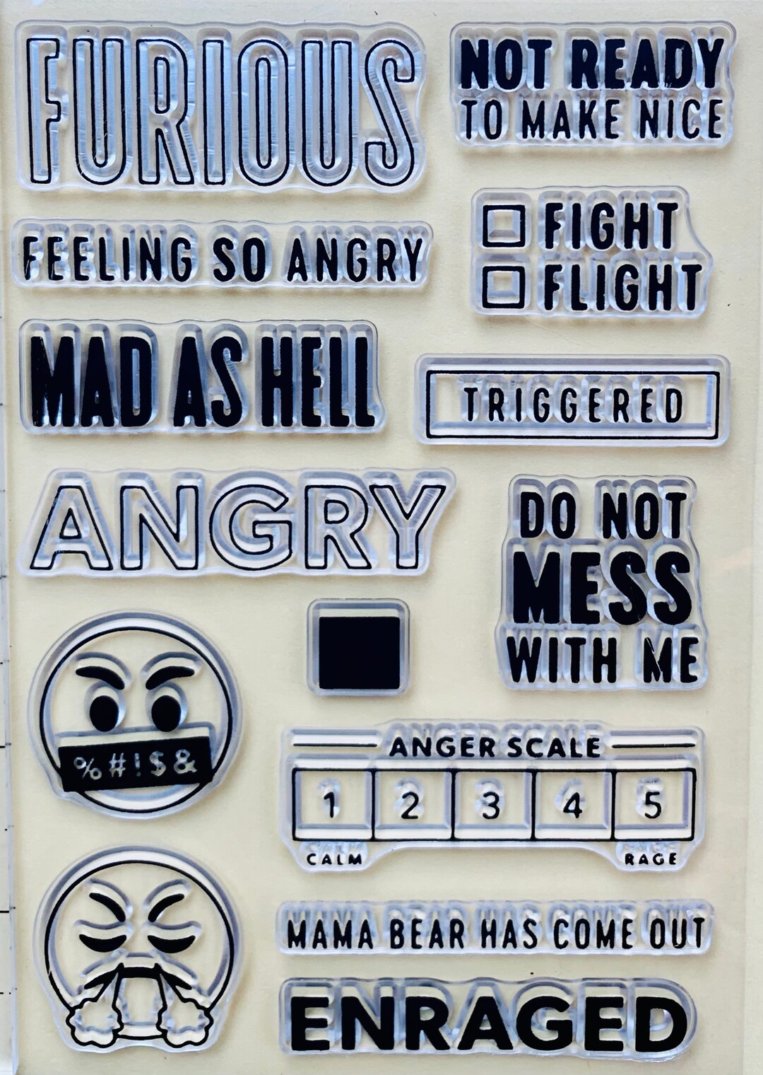 Swear Words Mad Angry Furious Shit Fuck Angry Emoji Clear Silicone ...