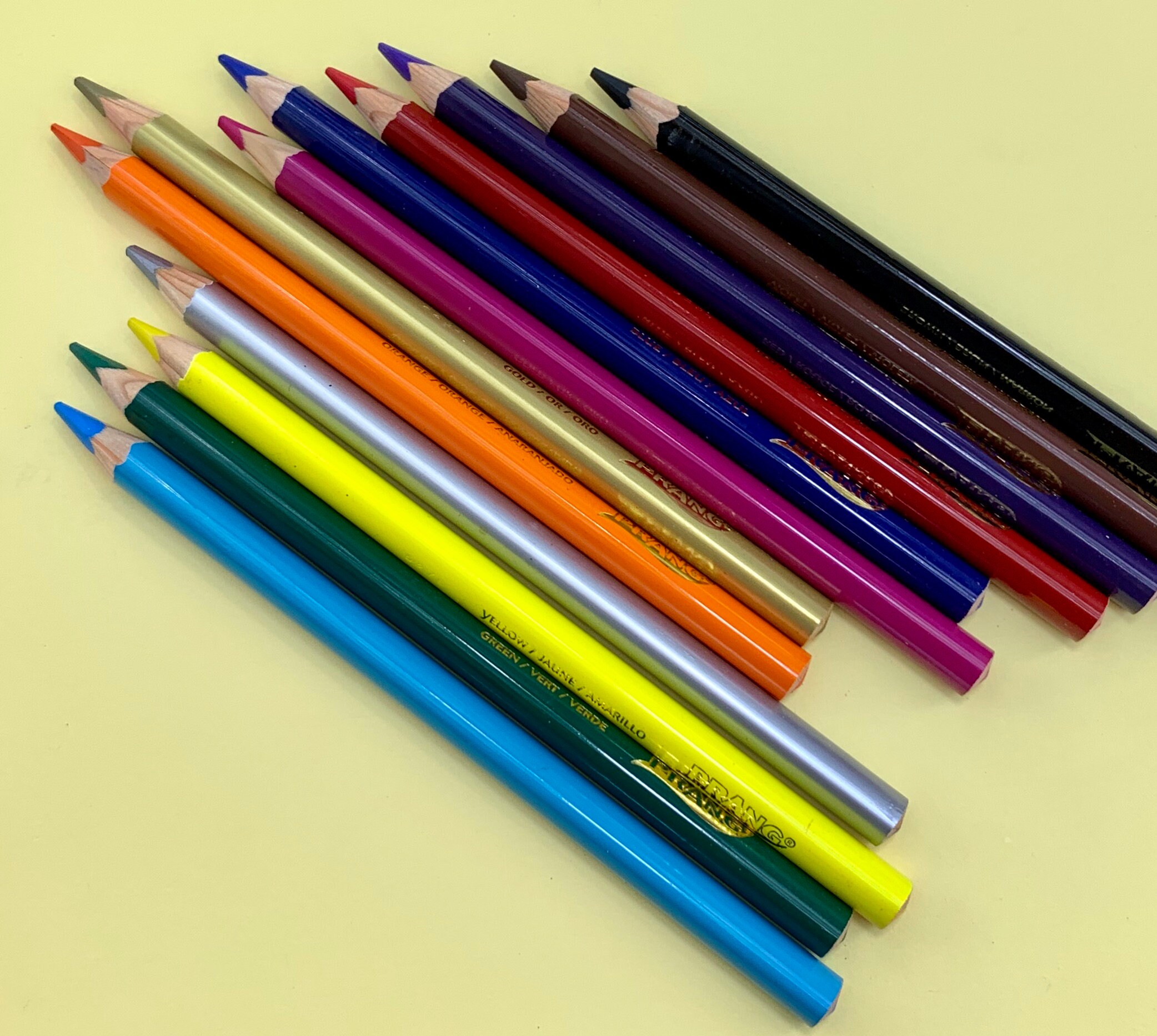 12 Large Triangular Wooden Color Pencils - Etsy