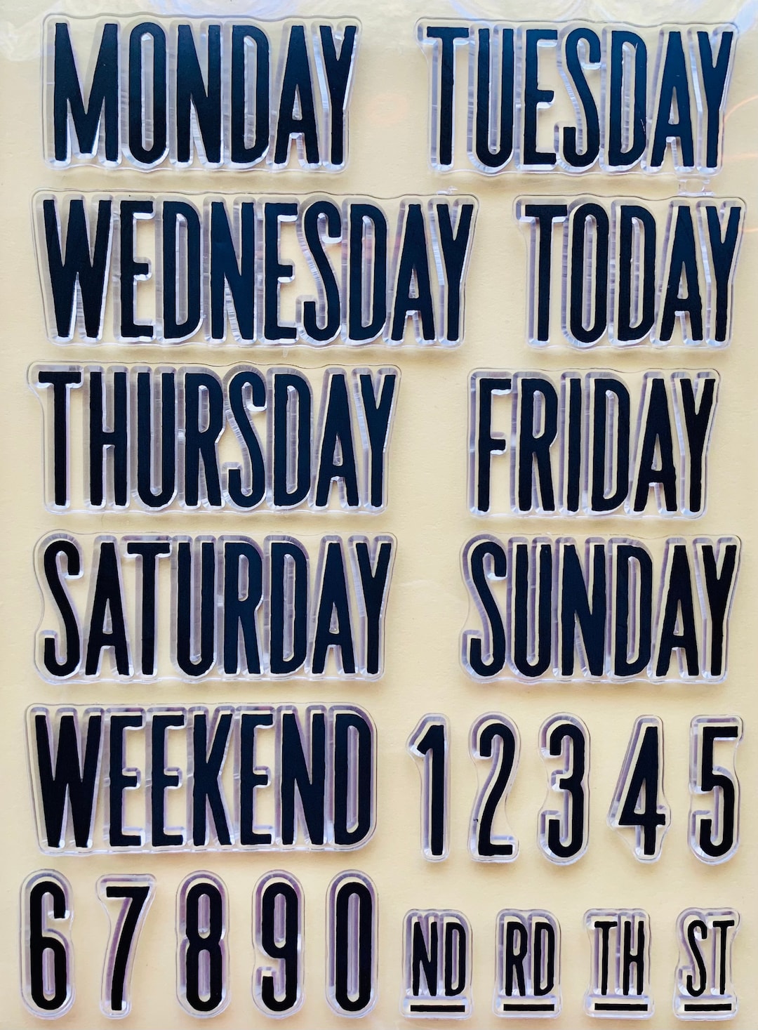 Days of Week Monday Calendar Numbers Clear Silicone Stamps DIY ...