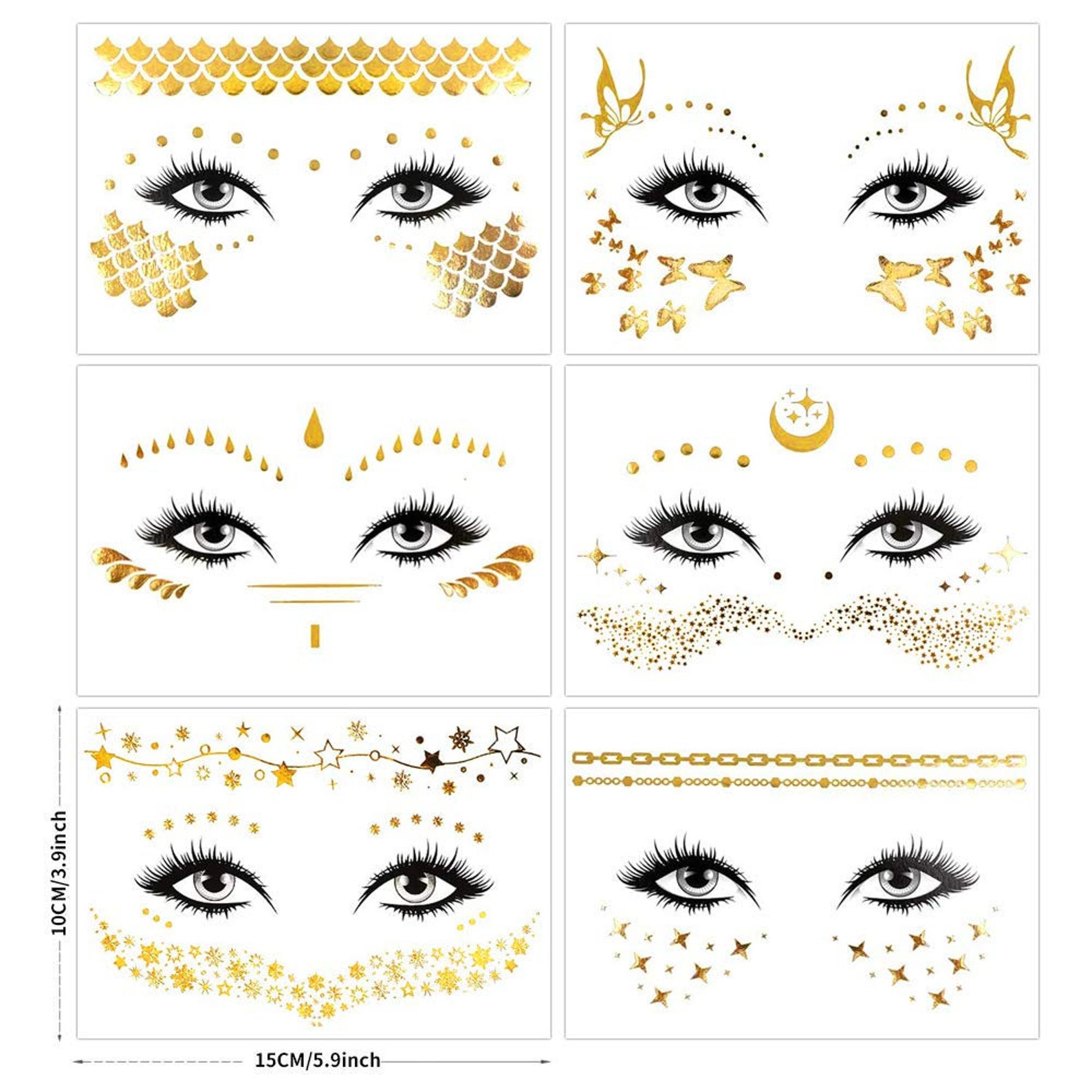 Gold Butterfly Festival Face Sticker Jewels | Halloween Face Stickers ...