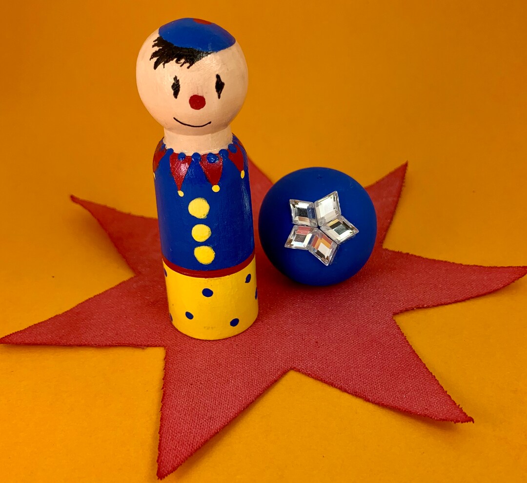 DIY Peg Doll Kit, Make Your Own Clown Circus W/ball and Star, All ...