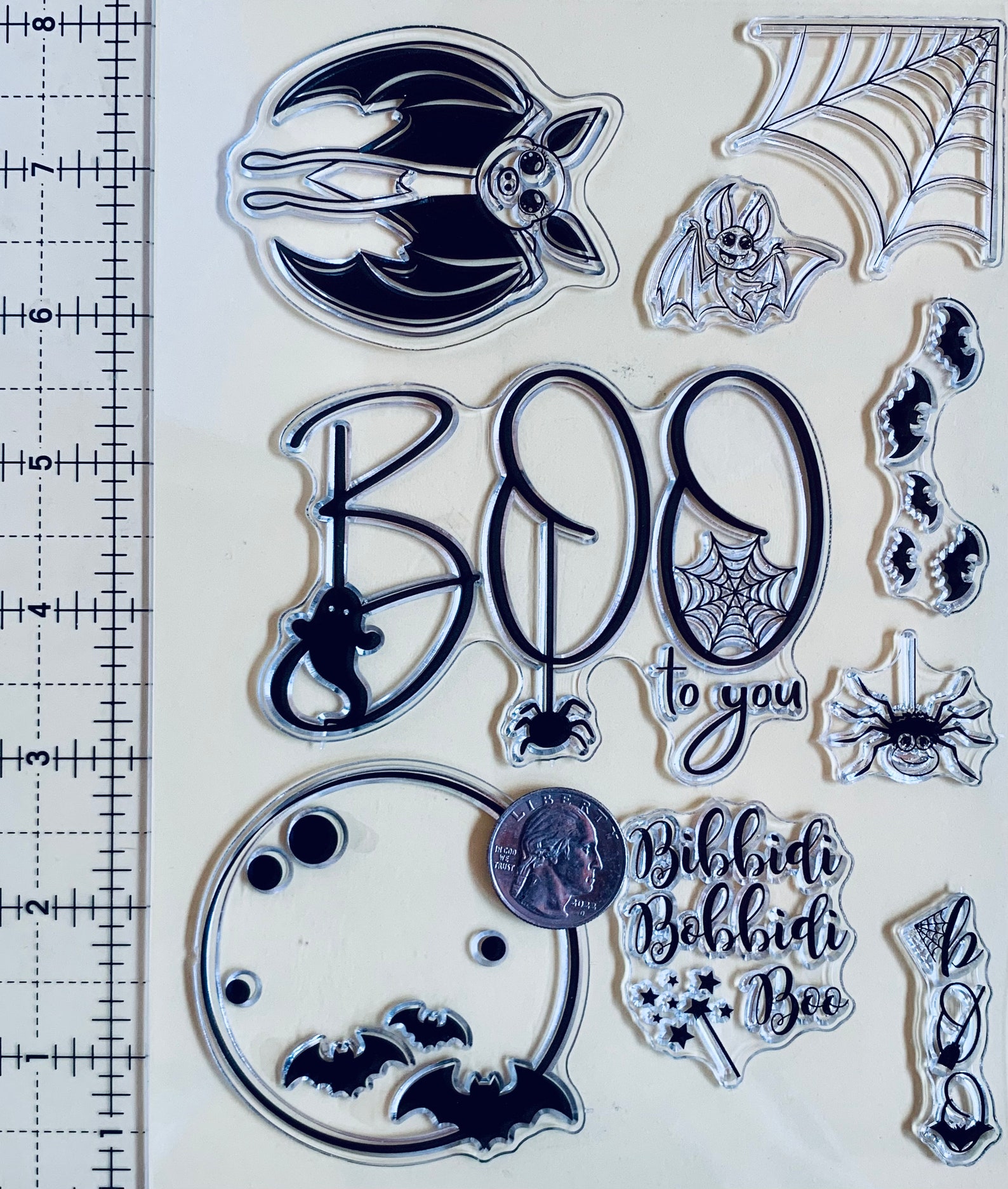 Halloween Spider Web Bat Boo Moon Clear Silicone Stamps DIY Embossing ...