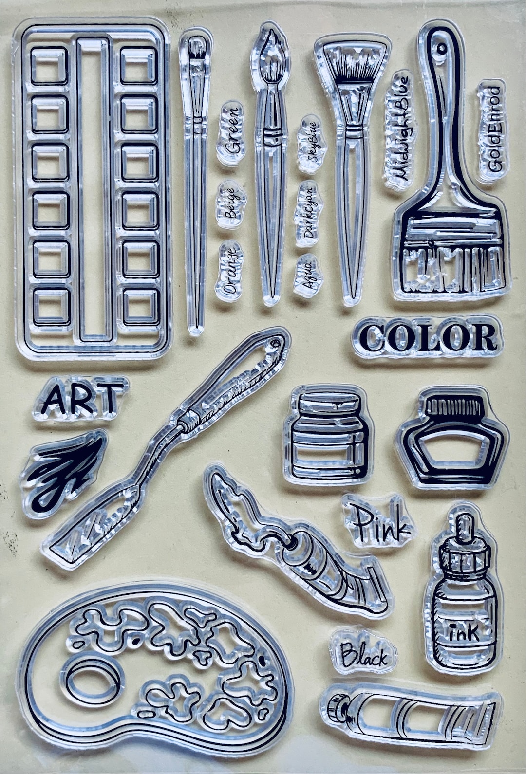 Paint Art Paintbrush Watercolors - Clear Silicone Stamps DIY, Embossing ...