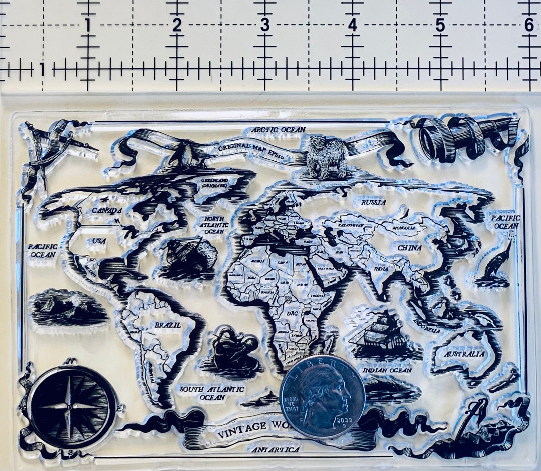 World Map Stamp Scrapbooking Card Making Trip Planning Educational - Etsy