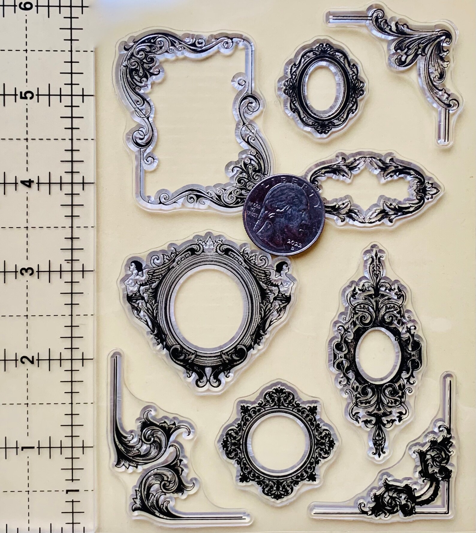Borders Corners Labels Ornate - Clear Silicone Stamps DIY Embossing ...