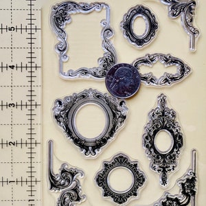 Borders Corners Labels Ornate - Clear Silicone Stamps DIY Embossing ...