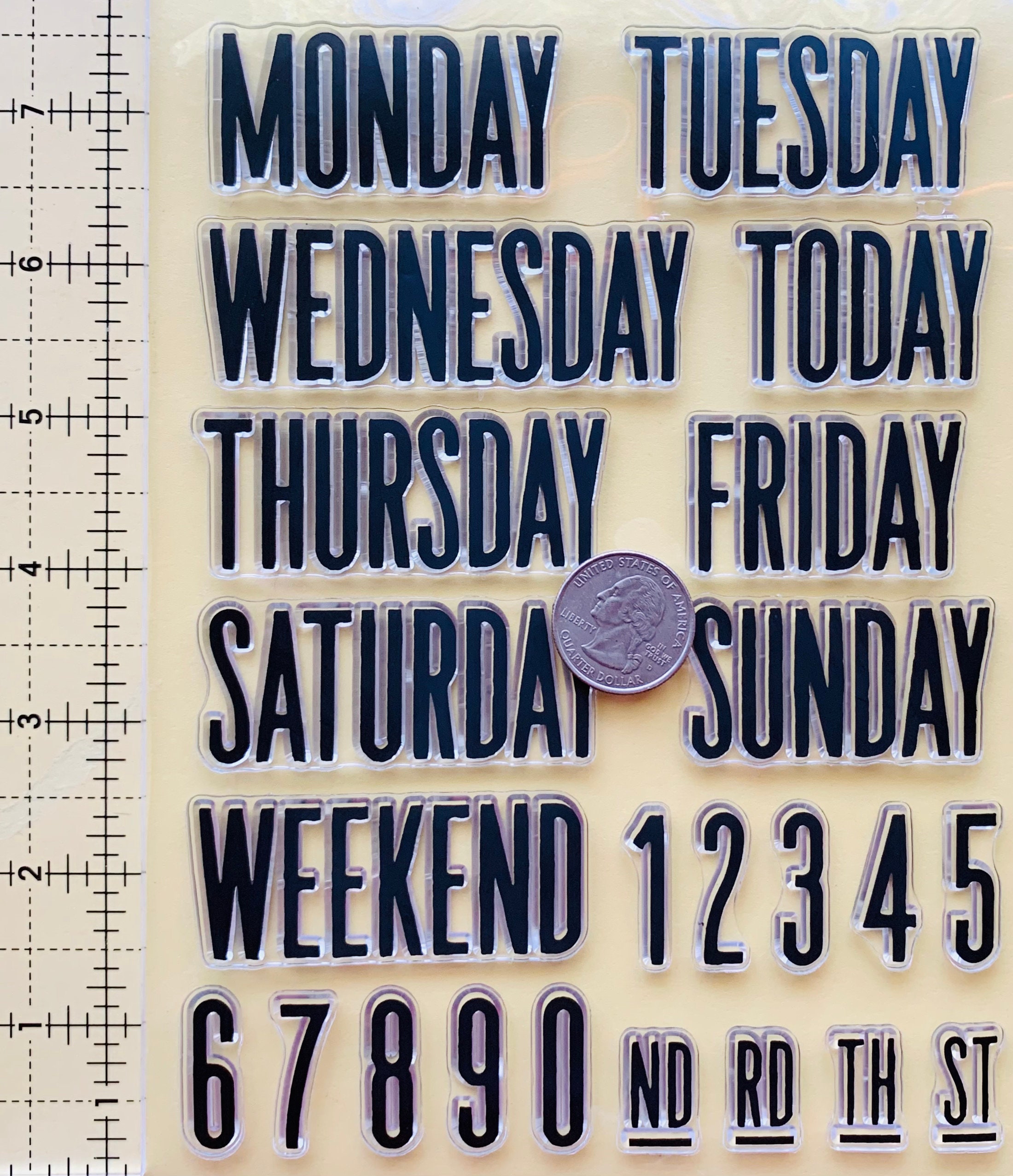 Weekdays Weekend Numbers Clear Silicone Stamps DIY Embossing | Etsy