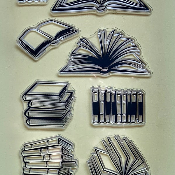 Stack of Books Stamp - Etsy