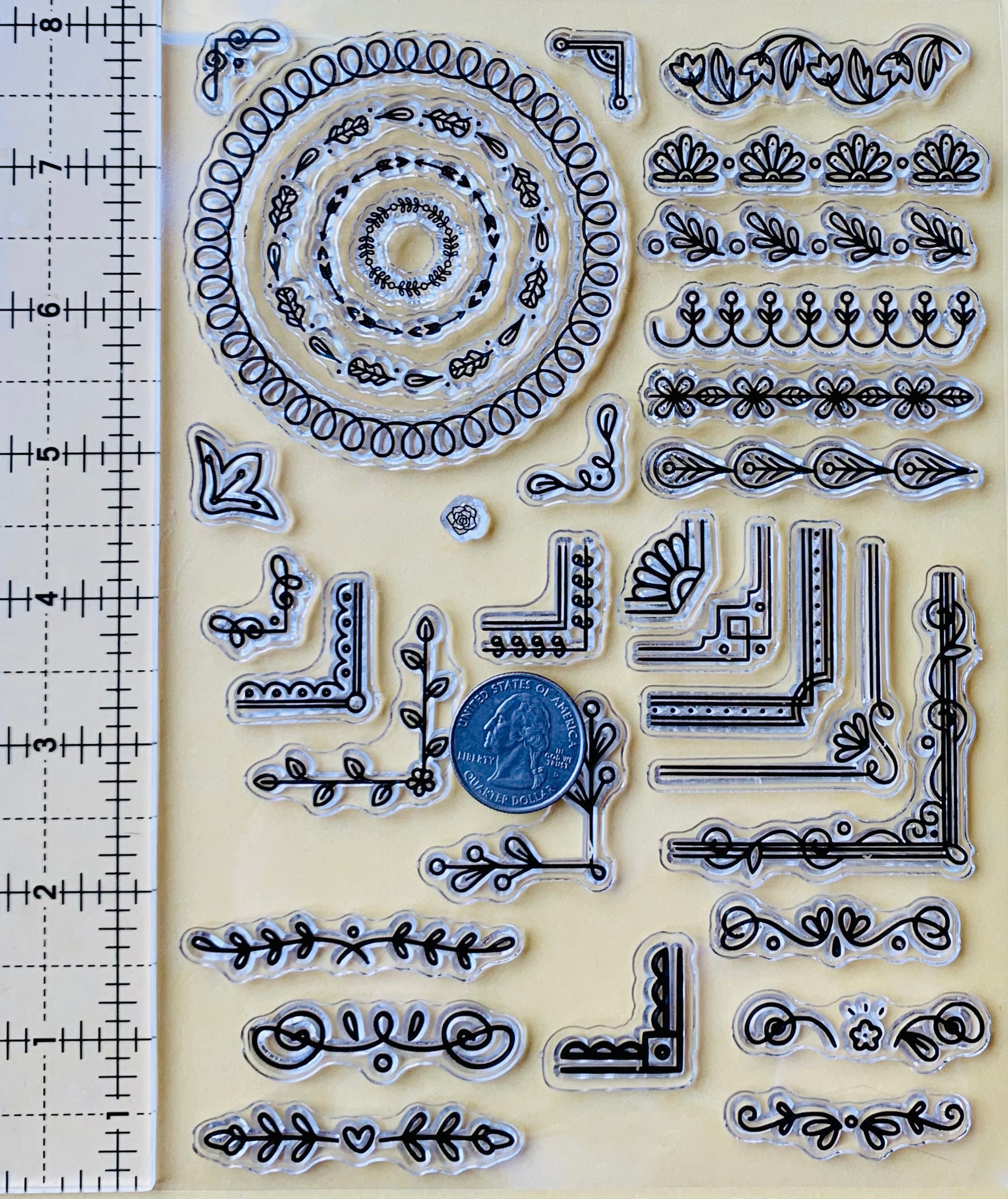 Borders Corners Ornate Circles - Clear Silicone Stamps DIY, Embossing ...