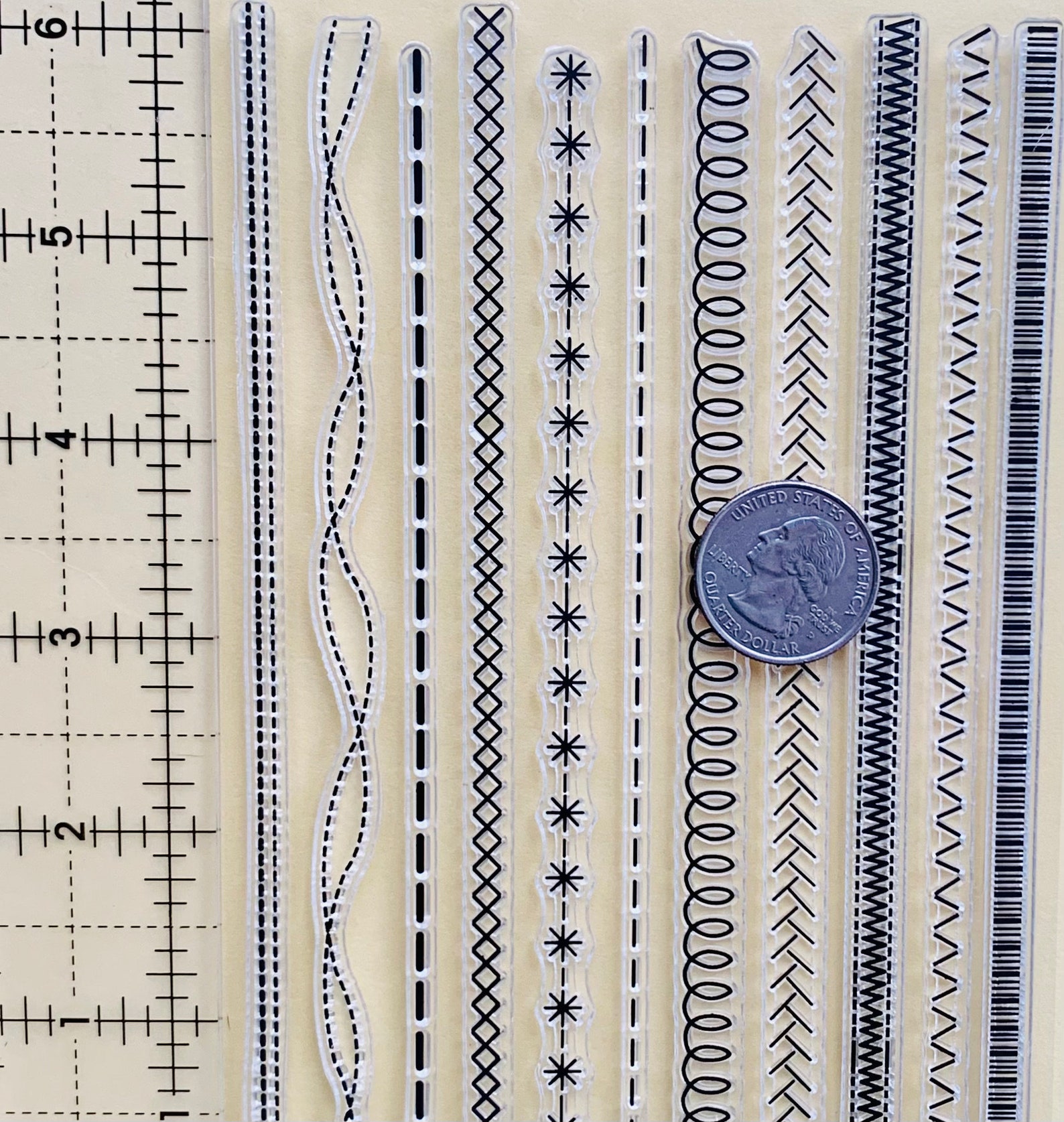 Sewing Stitch Stitching Border Thread Clear Silicone Stamps DIY ...