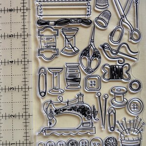 Sewing Machine Needlethread Clear Silicone Stamps DIY Embossing Planner ...