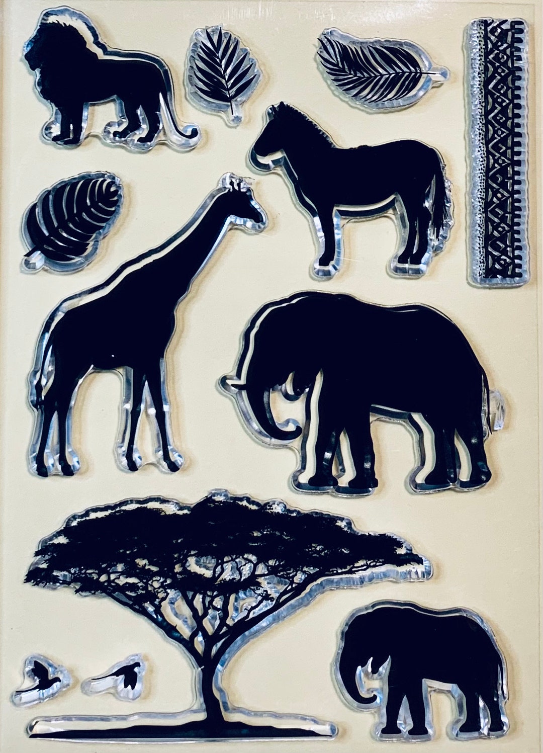 Elephant Lion Giraffe Savanna - Clear Silicone Stamps DIY, Embossing ...