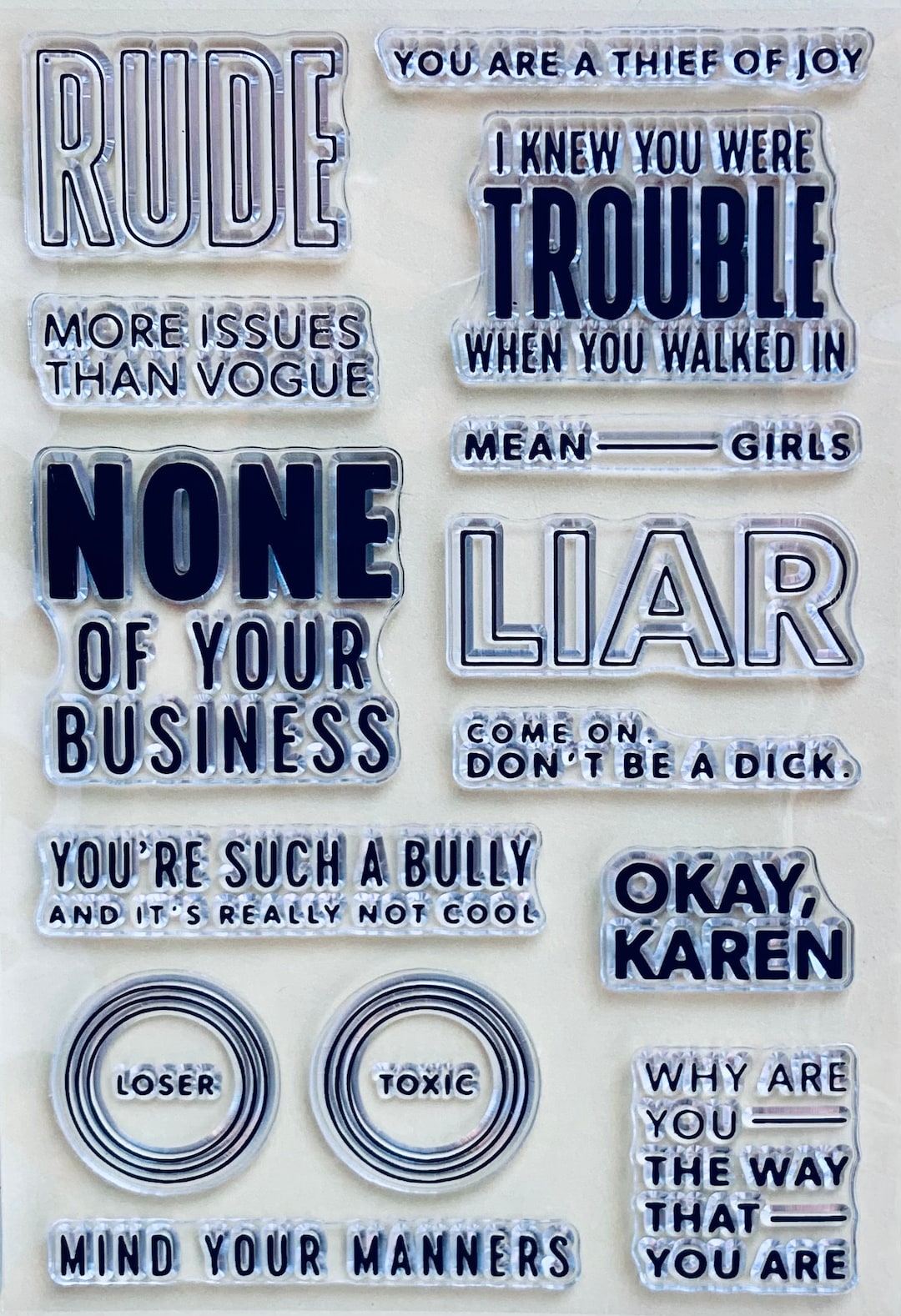Liar Rude Trouble None of Your Business Stamp Clear Silicone Stamps DIY ...