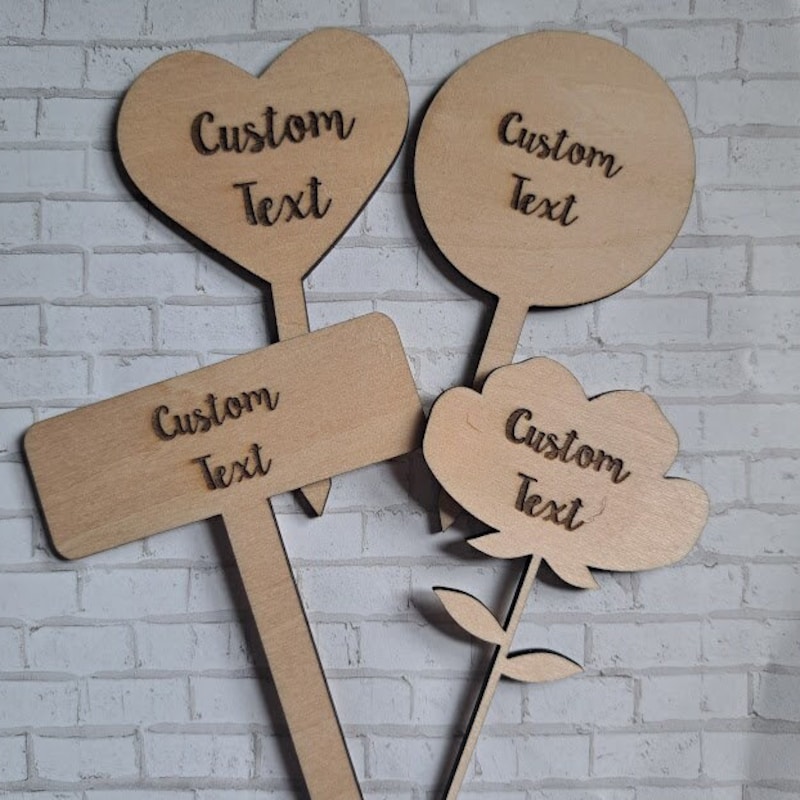 Wooden Engraved Plant Stake - Etsy