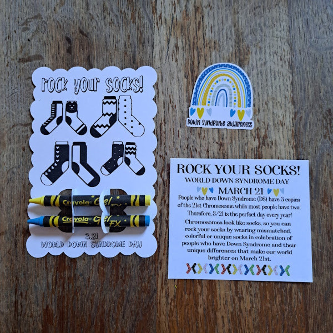 Rock You Socks Colouring Card, World Down Syndrome Day, Classroom Gift ...