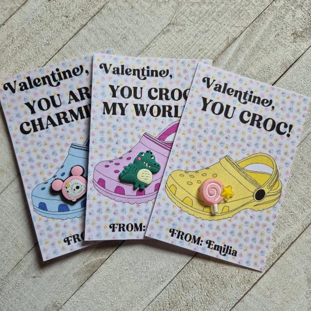 Classroom Valentine Cards With Shoe Charms | Kids Valentine Exchange ...