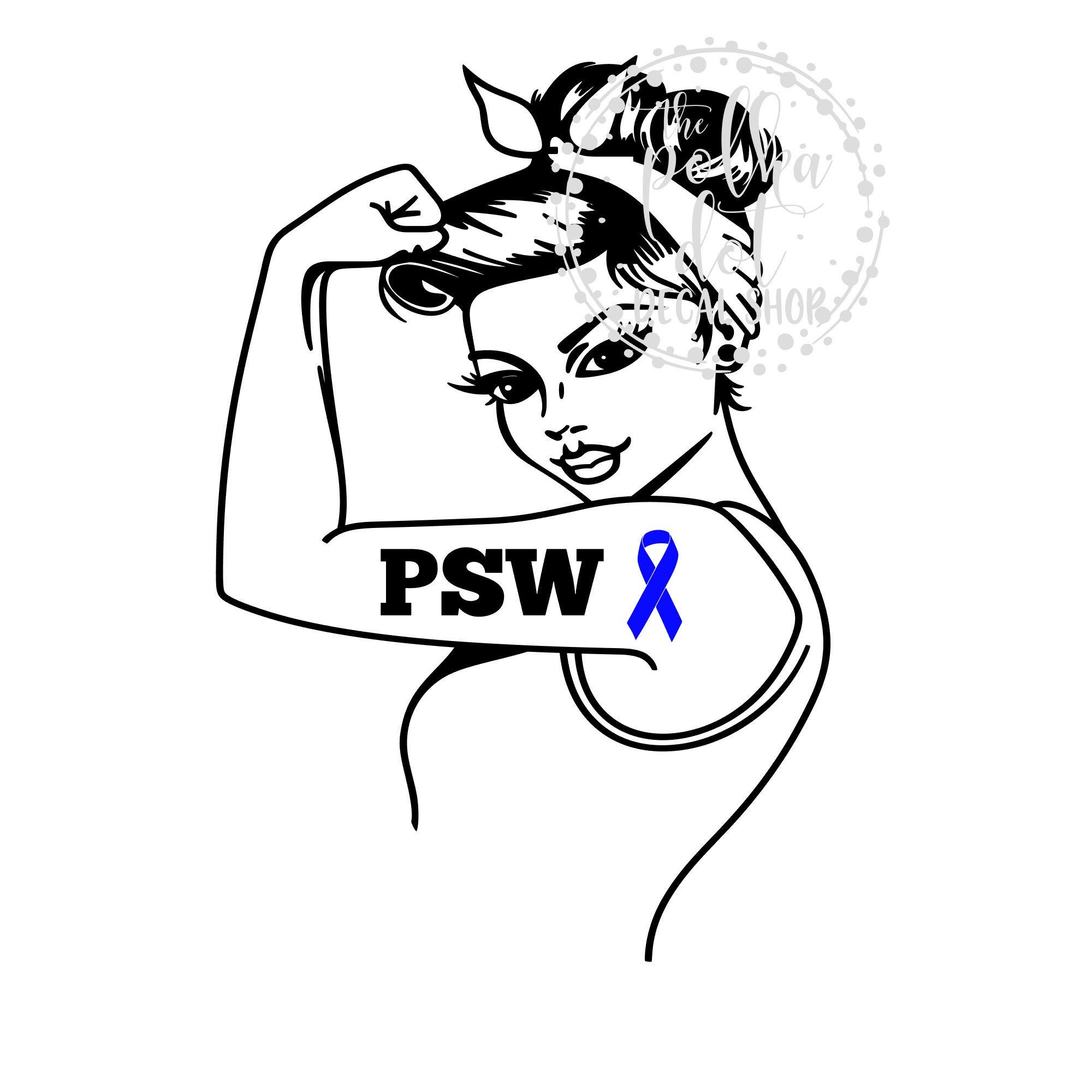 PSW strong girl decal rosie personal support worker with blue | Etsy