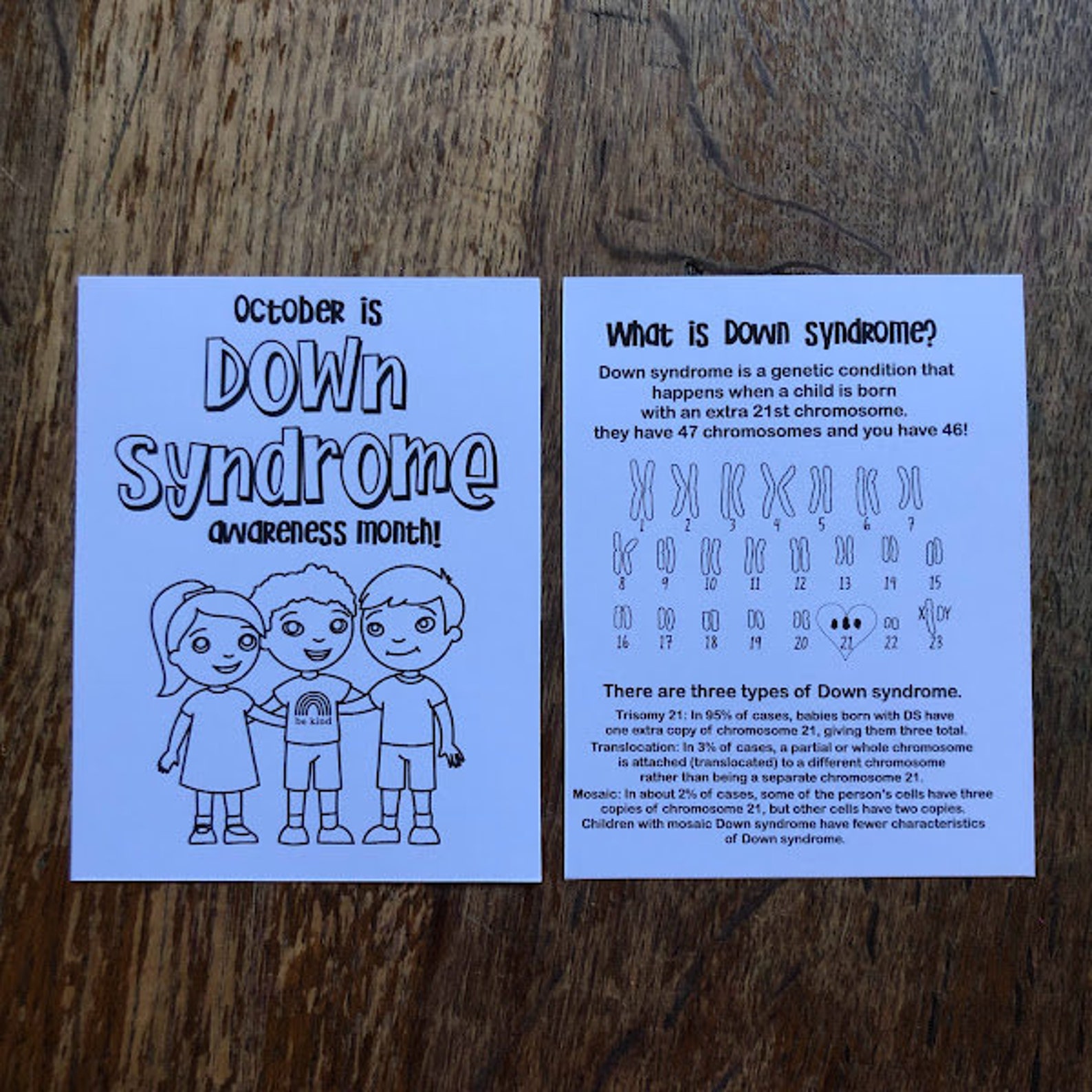 Digital Download SPANISH Down Syndrome Awareness Month Mini Coloring ...