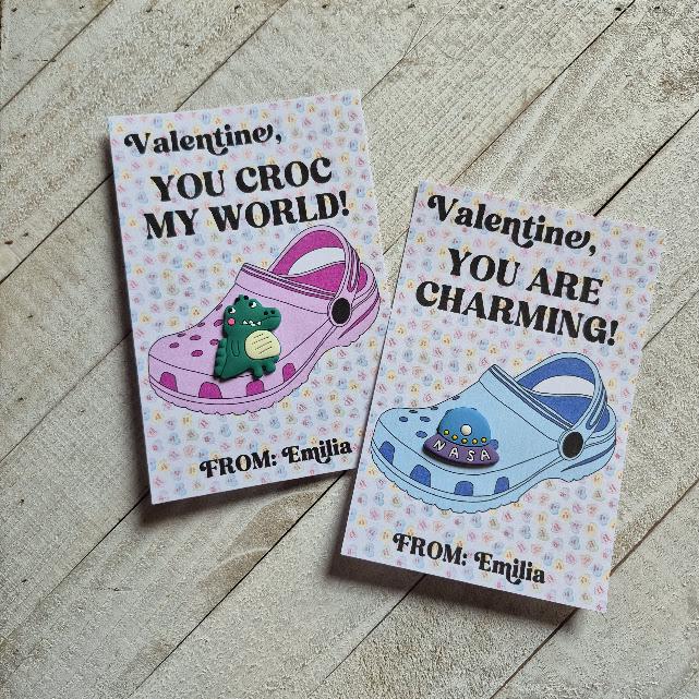Classroom Valentine Cards With Shoe Charms | Kids Valentine Exchange ...