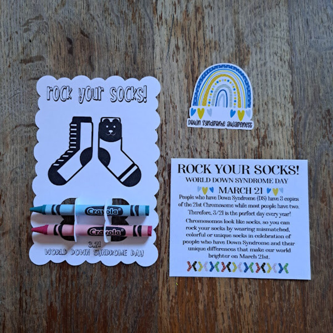 Rock You Socks Colouring Card, World Down Syndrome Day, Classroom Gift ...